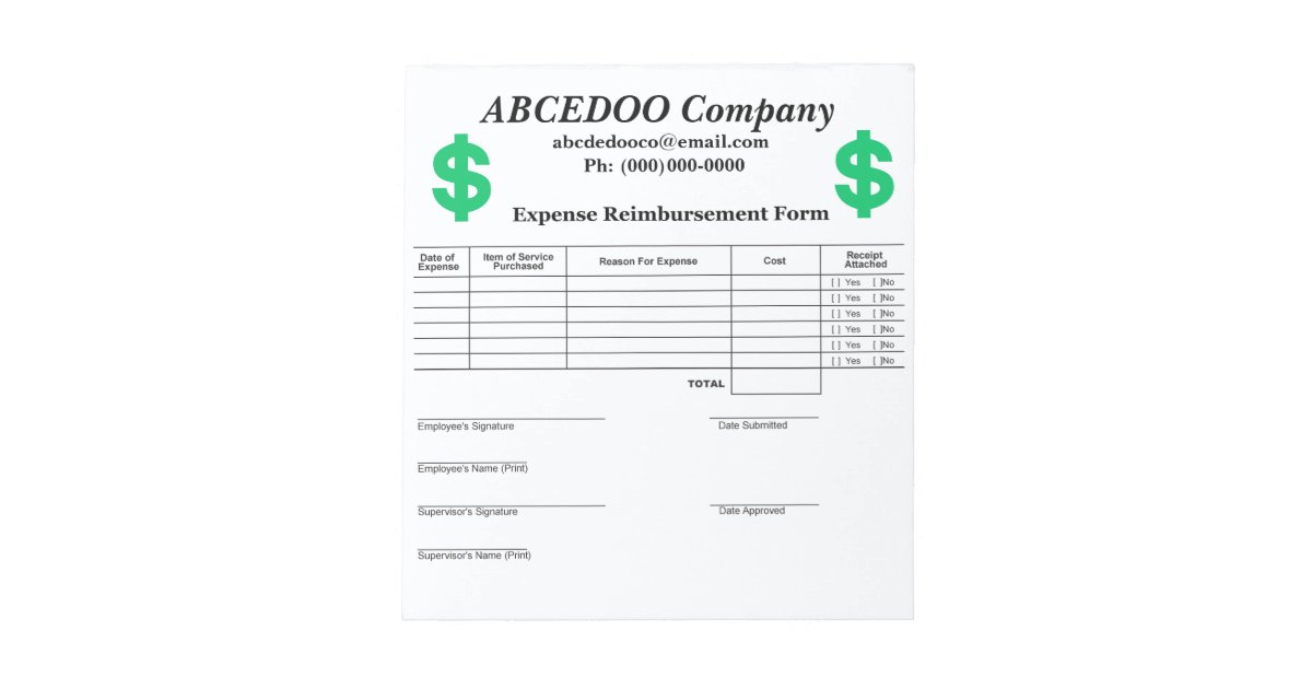 Expense Report Notepad | Zazzle