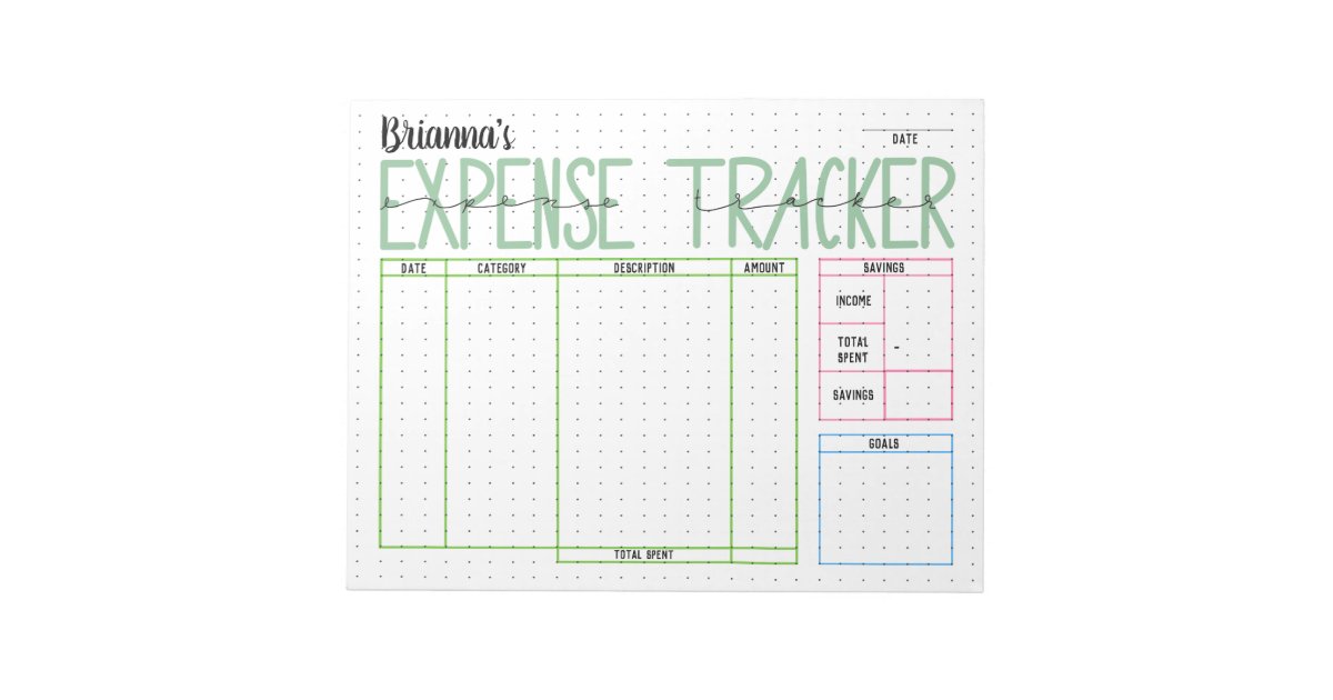 Expense Tracker Colorful Savings Chart Notepad | Zazzle