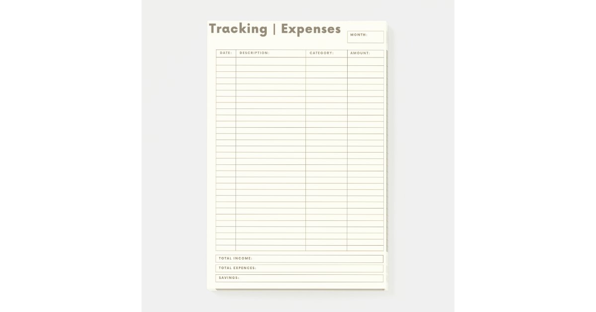 Expense Tracking Post it Notes | Zazzle