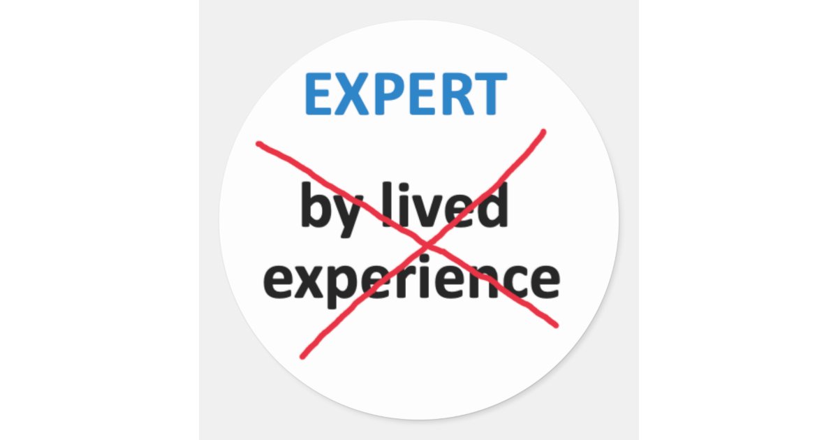 "Expert by lived experience" stickers | Zazzle