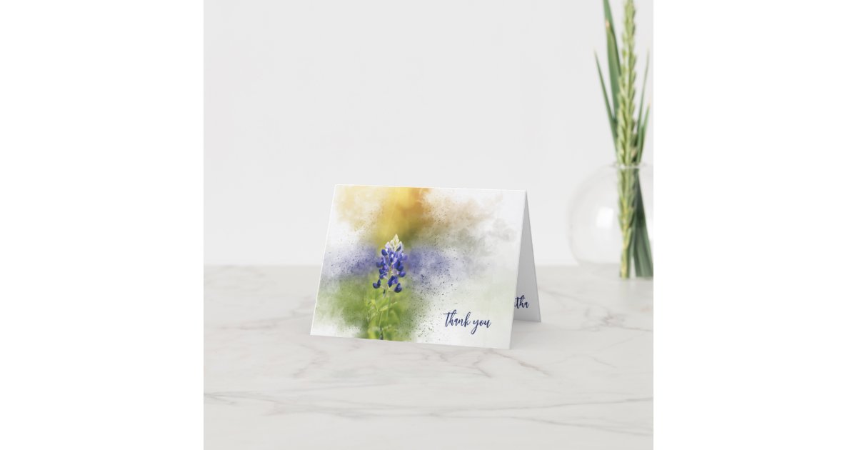 Exploding Bluebonnet Flower Watercolor Thank You Card | Zazzle