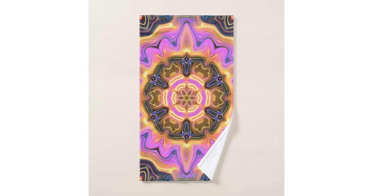 Exploding Lava Pot Lotus Mandala Bath Towel Set | Zazzle