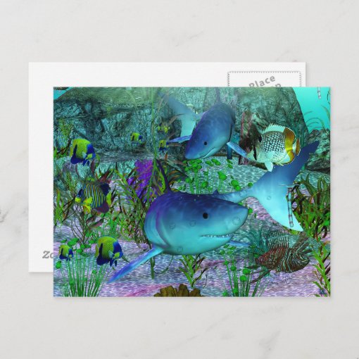 Exploration 3D Sharks Postcard | Zazzle