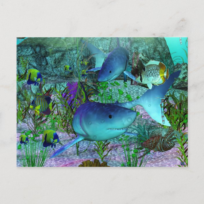 Exploration 3D Sharks Postcard | Zazzle.com