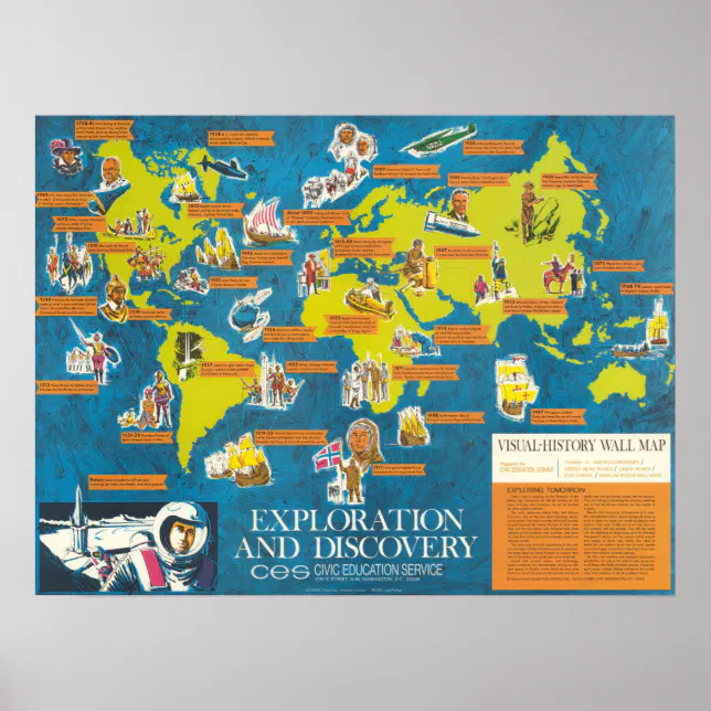 Exploration and Discovery Visual-History World Map Poster | Zazzle