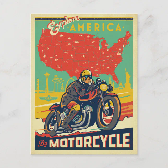 Explore America By Motorcycle Postcard | Zazzle