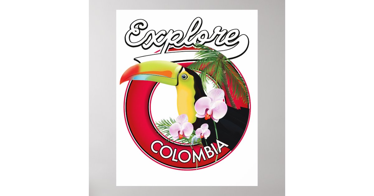 Explore Colombia retro logo Poster | Zazzle