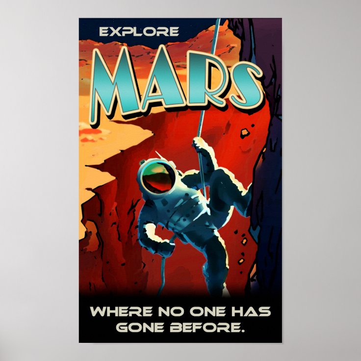 Explore Mars - Custom NASA Retro Travel Poster | Zazzle