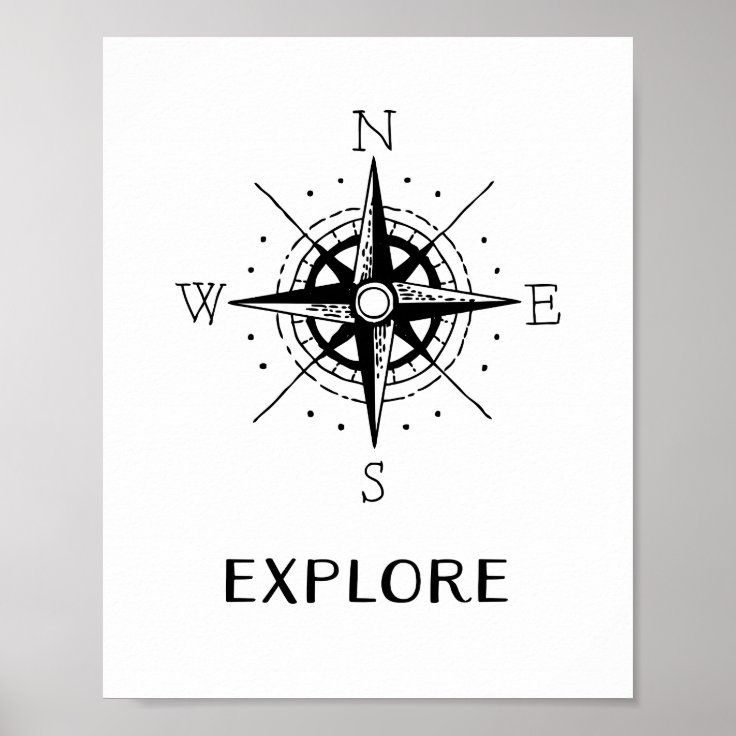 Explore Quote Vintage Compass Travel Poster | Zazzle