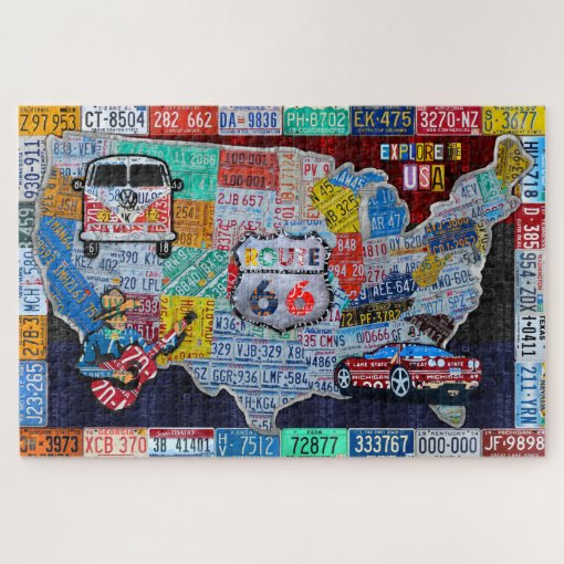 Explore the USA License Plate Art Collage Jigsaw Puzzle | Zazzle