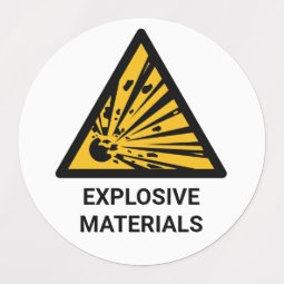 Explosive Materials Warning, Explosion Hazard Labels | Zazzle