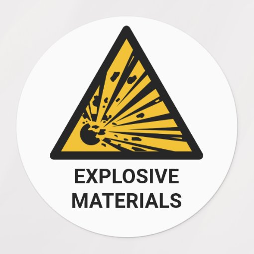Explosive Materials Warning, Explosion Hazard Labels | Zazzle