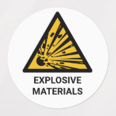Explosive Materials Warning, Explosion Hazard Labels | Zazzle