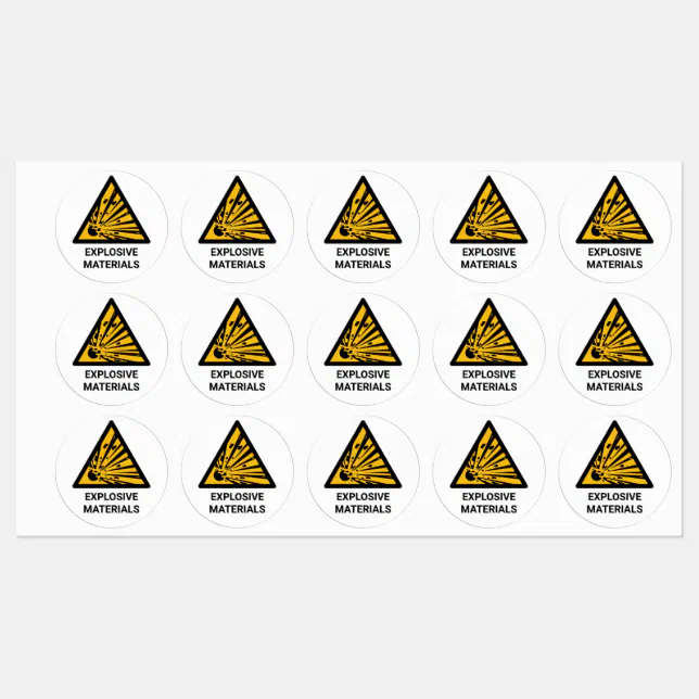 Explosive Materials Warning, Explosion Hazard Labels | Zazzle