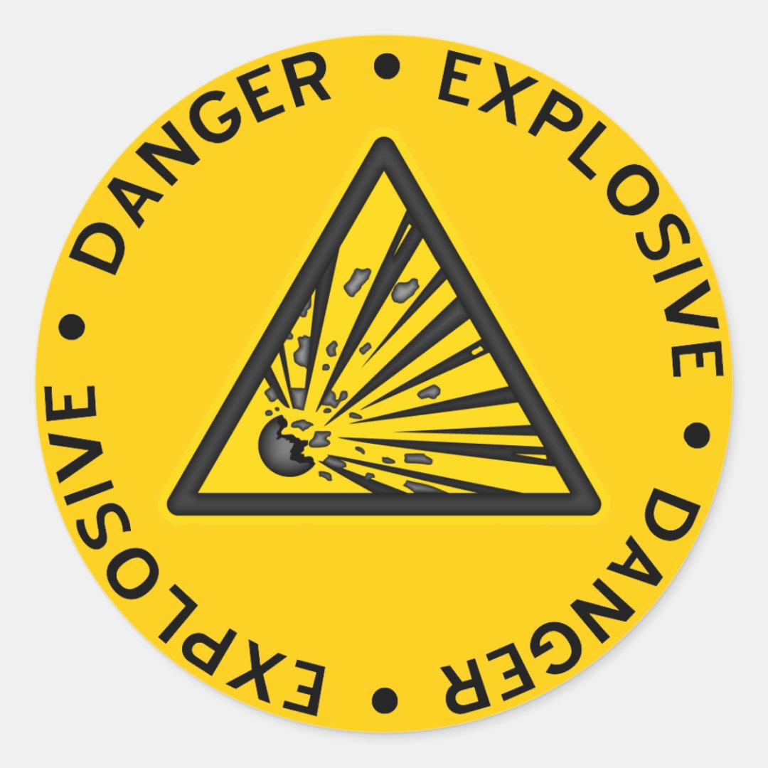 Explosive Warning Sticker | Zazzle