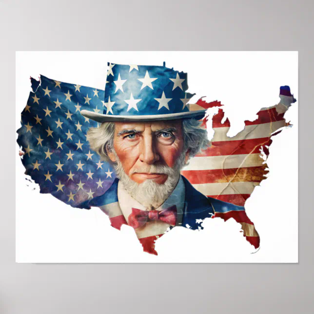 Exposer of American Flag and USA Map Poster | Zazzle