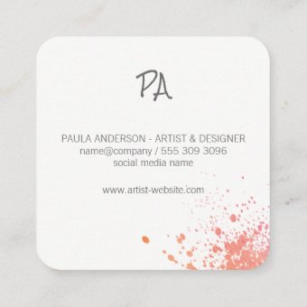 Expressive Paint Marble Texture | Script Monogram Square Business Card ...