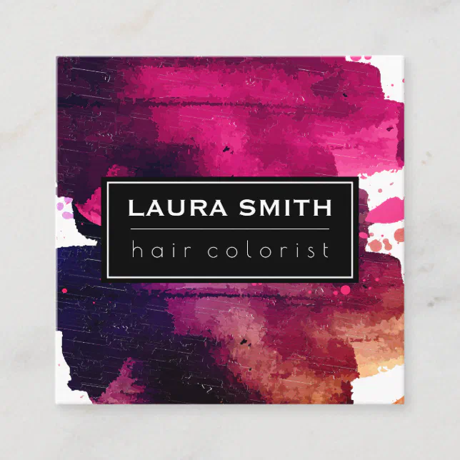 Expressive Paint Square Business Card | Zazzle