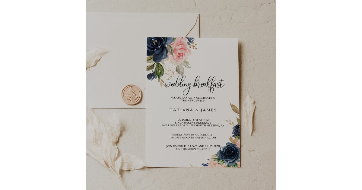 Exquisite Fall Floral Wedding Breakfast Invitation | Zazzle