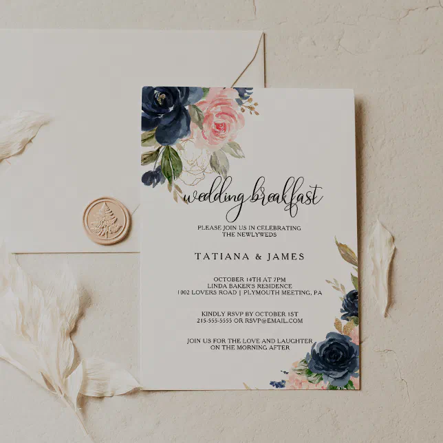 Exquisite Fall Floral Wedding Breakfast Invitation | Zazzle