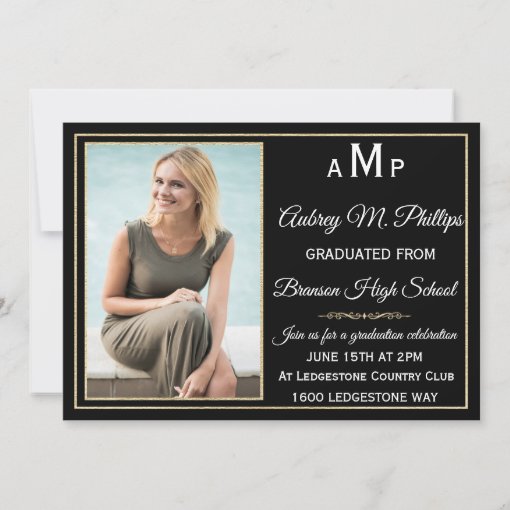 Exquisite Gold Foil Graduation Invitation | Zazzle