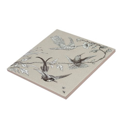 Exquisite Hummingbirds Insects Victorian Repro Ceramic Tile | Zazzle