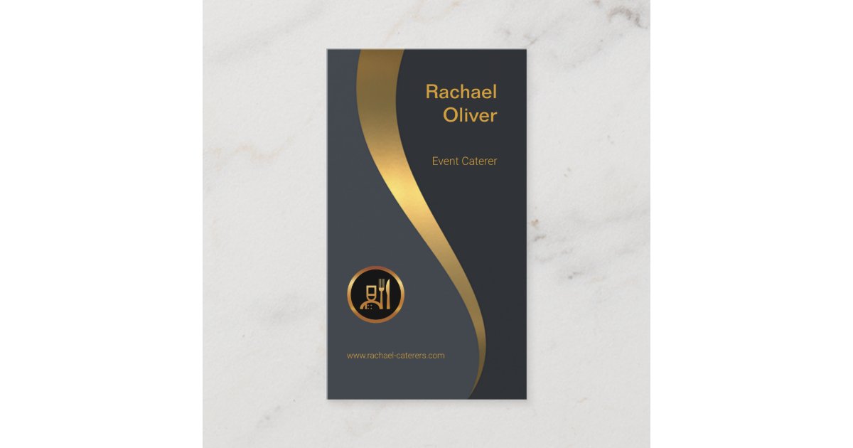 Exquisite Luxurious Gold Wave Fine Dining Caterer Business Card | Zazzle