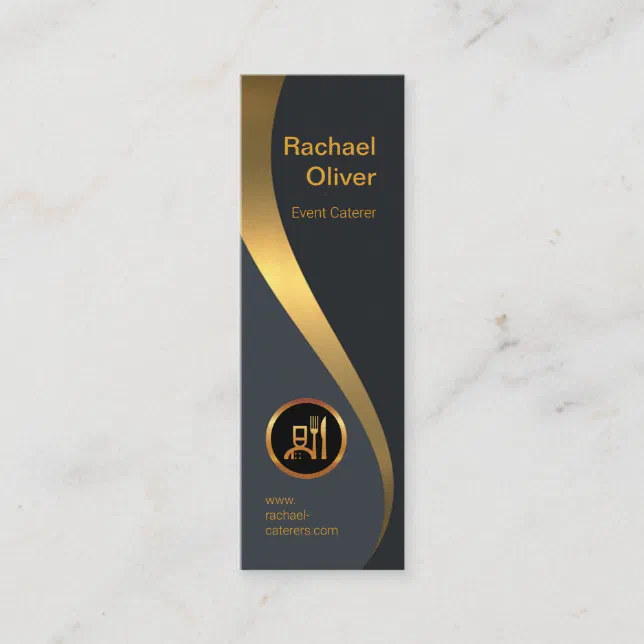 Exquisite Luxurious Gold Wave Fine Dining Caterer Mini Business Card ...