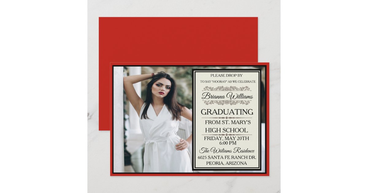 Exquisite Red Graduation Invitation | Zazzle