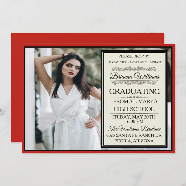 Exquisite Red Graduation Invitation | Zazzle