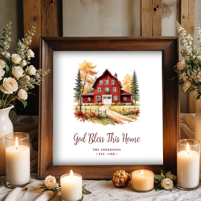 Exquisite Red Rustic Barn Classic Farmhouse Style Poster | Zazzle