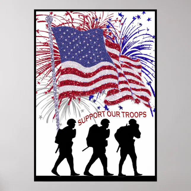 Exquisite Support Our Troops Three Soldier Poster | Zazzle