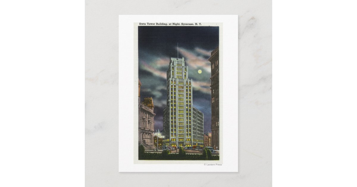 Exterior View of State Tower Building at Night Postcard | Zazzle