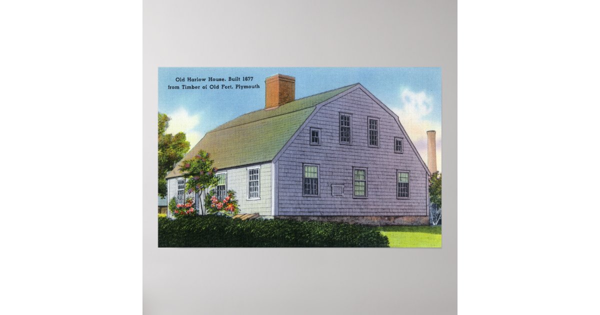 Exterior View of the Old Harlow House Poster | Zazzle