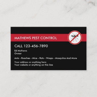 Exterminating Pest Control Mosquito Graphic Business Card | Zazzle