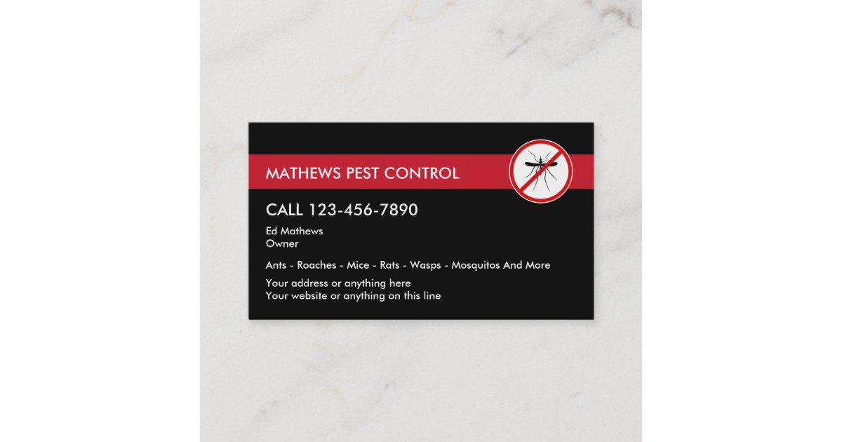 Exterminating Pest Control Mosquito Graphic Business Card | Zazzle