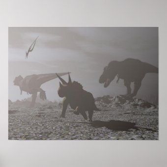 Extinction of dinosaurs - 3D render Poster | Zazzle