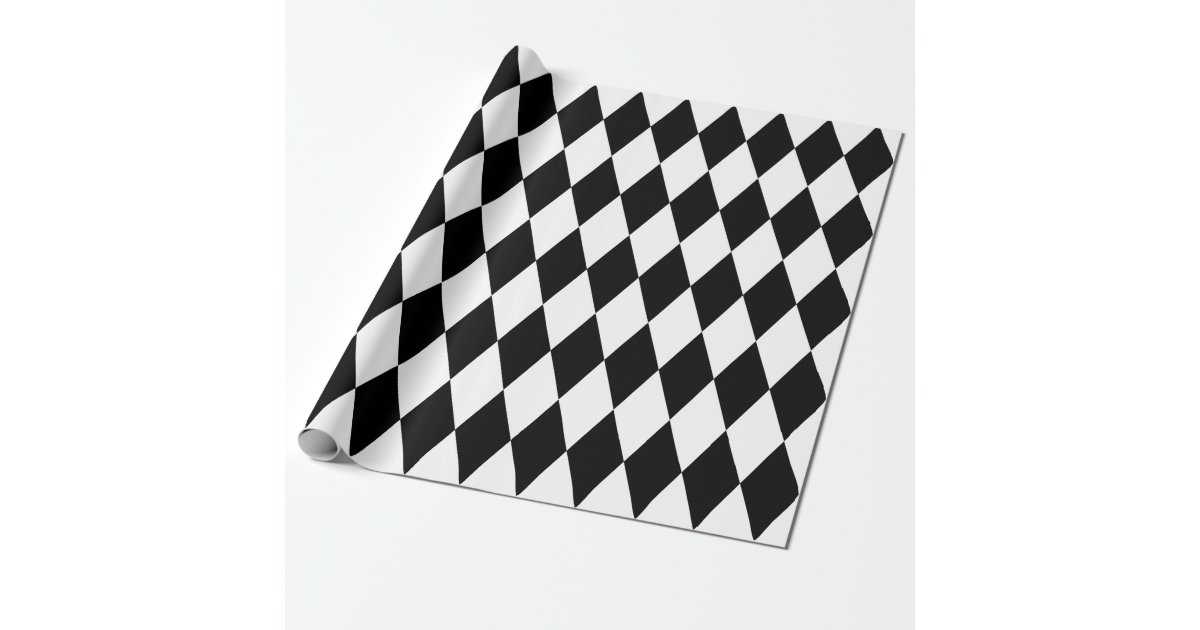 Extra Large Black and White Harlequin Wrapping Paper | Zazzle