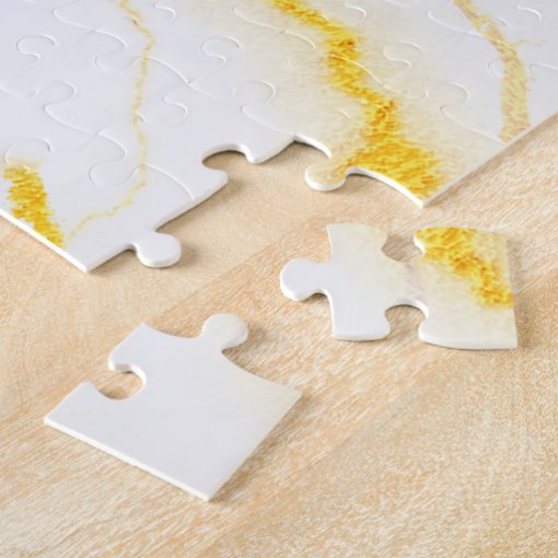 Extra Large Hard Elegant Gold Glitter White Marble Jigsaw Puzzle | Zazzle