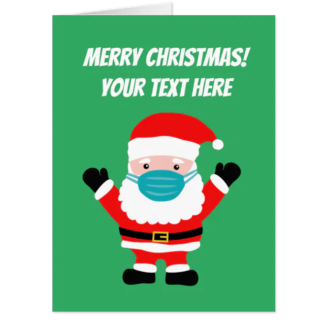 Extra large huge Santa with face mask Christmas Card | Zazzle