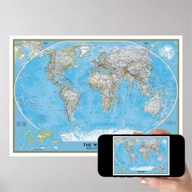 Extra Large Political World Map poster print | Zazzle