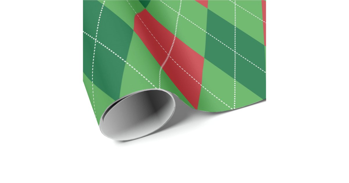 Extra Large Red and Green Argyle Wrapping Paper | Zazzle