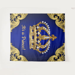 Extra Large Royal Blue Gold Prince Crown Backdrop | Zazzle