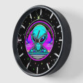 Extra Terrestrial Alien Flying a UFO Clock | Zazzle