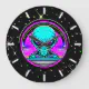 Extra Terrestrial Alien Flying a UFO Large Clock | Zazzle