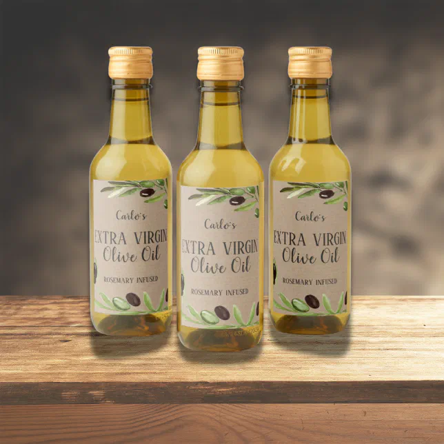 Extra Virgin Olive Oil Bottle Rustic Product Label | Zazzle