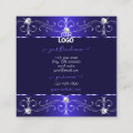 Extravagant Royal Blue Ornate Ornaments with Logo Square Business Card ...