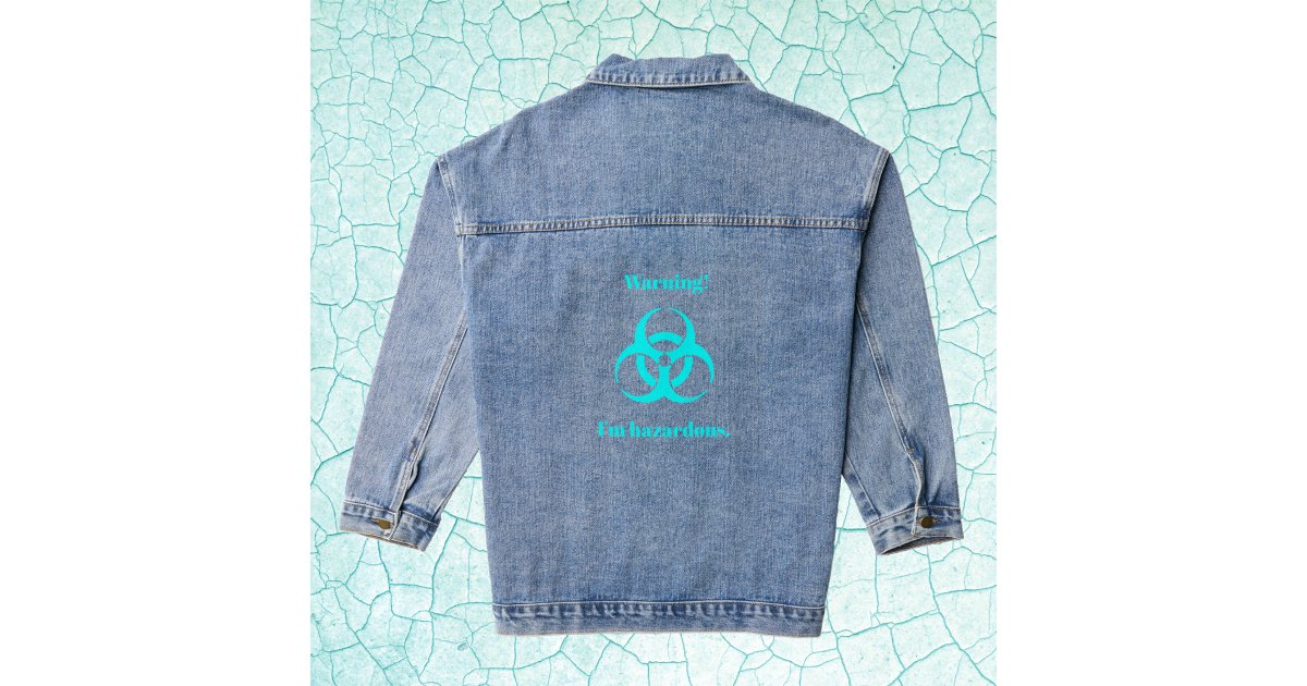 Extreme Blue Biohazard Warning Denim Jacket | Zazzle