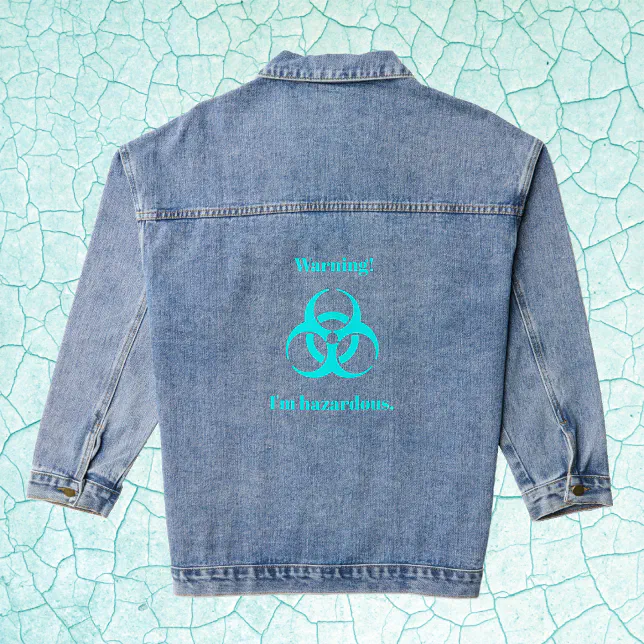 Extreme Blue Biohazard Warning Denim Jacket | Zazzle
