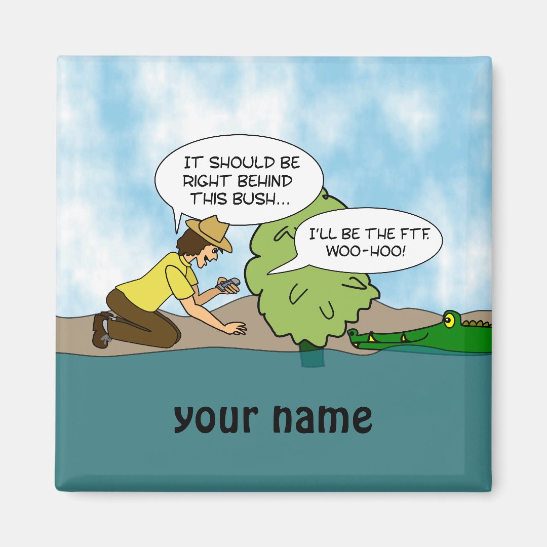 Extreme Cache Geocaching Cartoon Custom Name Magnet | Zazzle